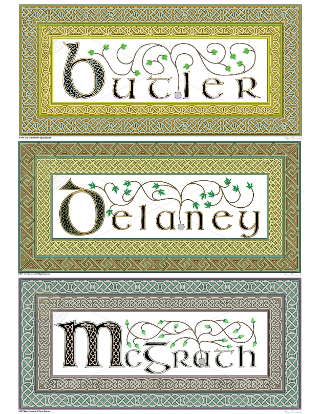 Art Print of Your Irish Surname or Irish Place, Wall Decor Intricately ...