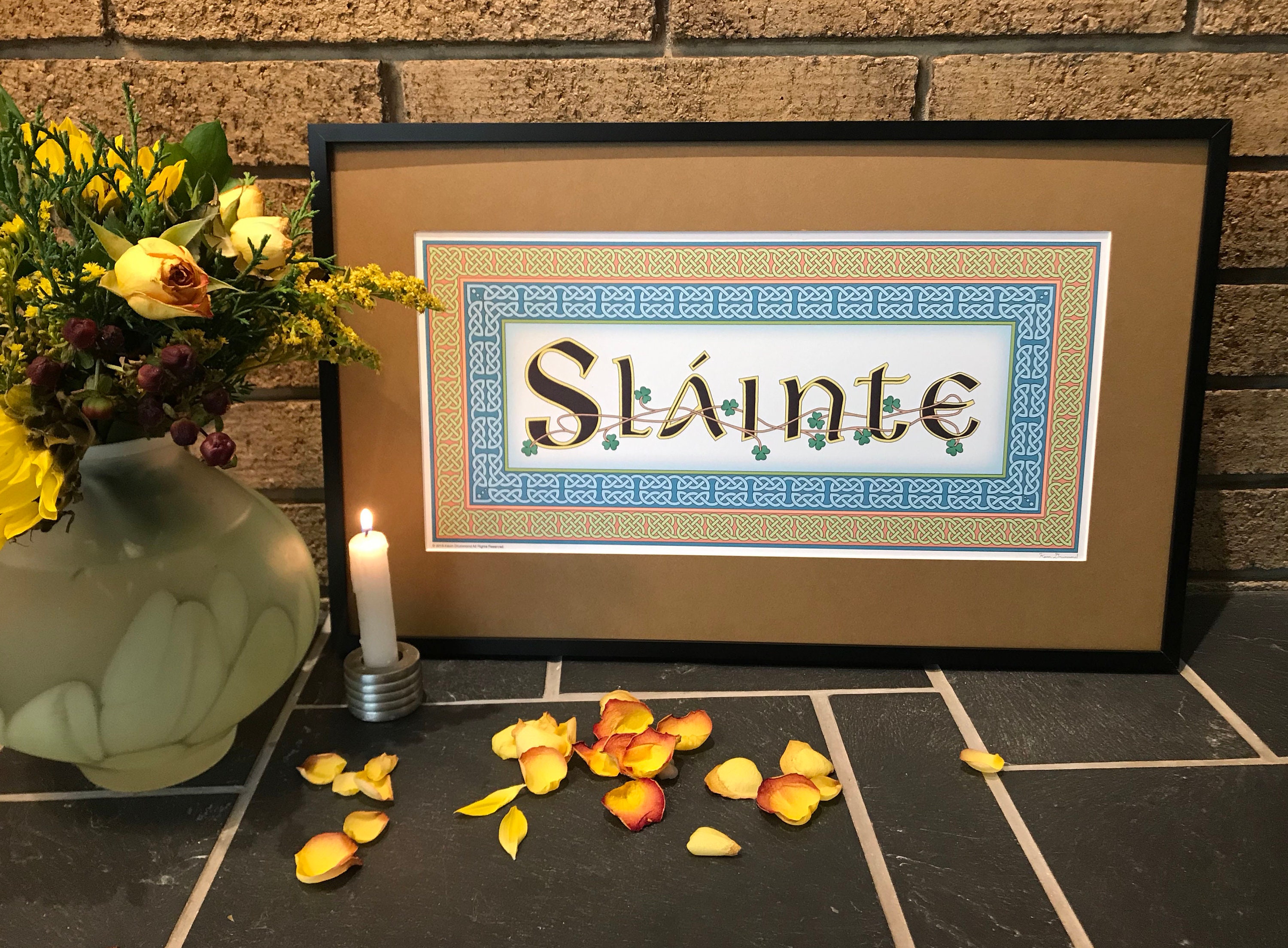 Art print of traditional Irish toast Sláinte, wall decor means cheers ...