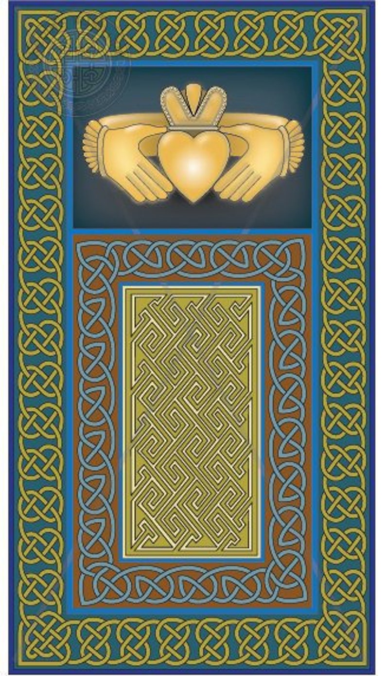 Irish Art Print, Wall Decor of Traditional Claddagh Design Intricately ...