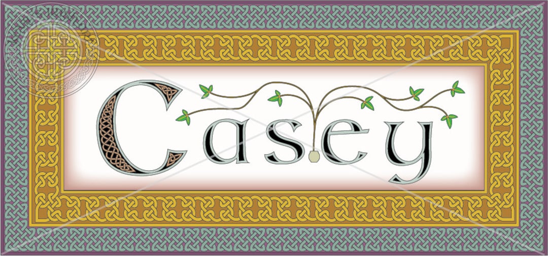 Art Print of Irish Surname Casey, Wall Decor Featuring Intricately ...