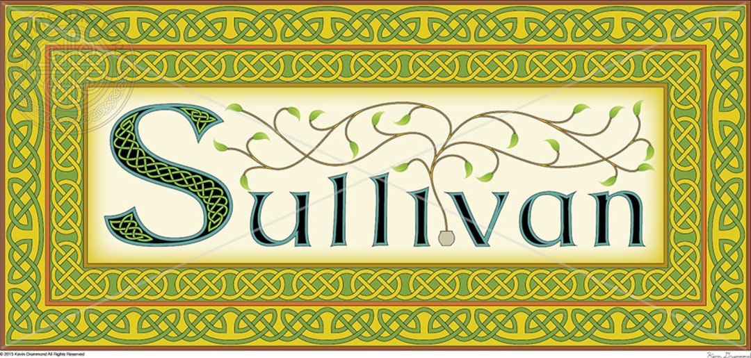 Art Print of Irish Surname Sullivan, Wall Decor Featuring Intricately ...