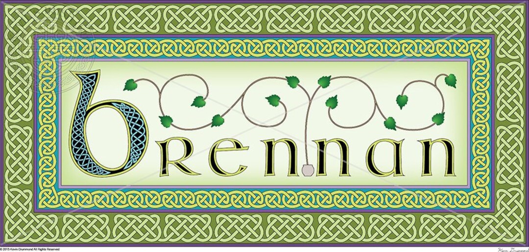 Art Print of Irish Surname Brennan, Wall Decor Features Intricately ...
