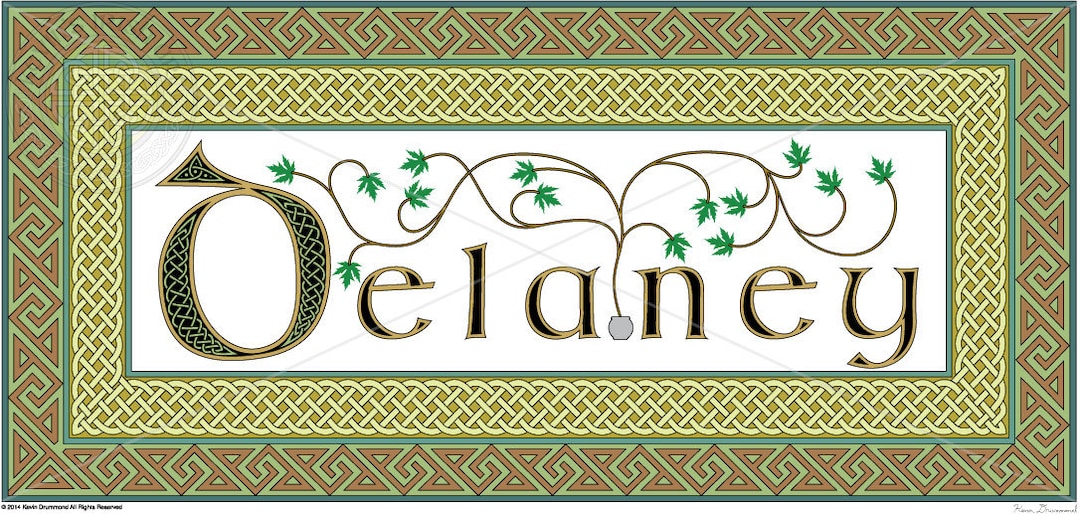 Art Print of Irish Surname Delaney, Wall Decor Featuring Intricately ...