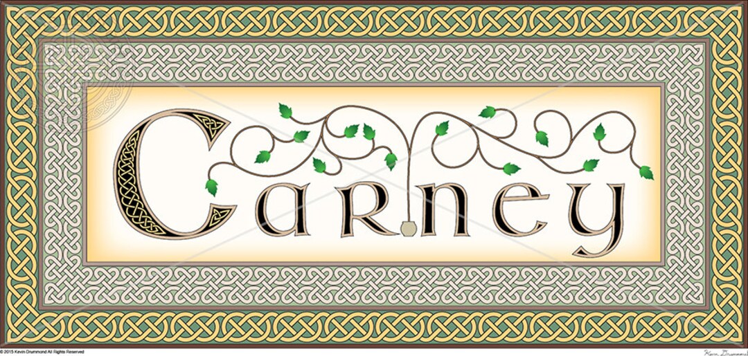Art Print of Irish Surname Carney, Wall Decor Features Intricately ...