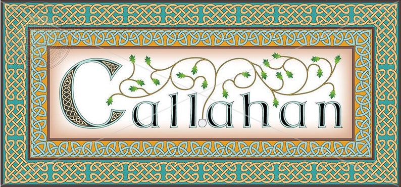 Art Print of Irish Surname Callahan, Wall Decor Features Intricately ...