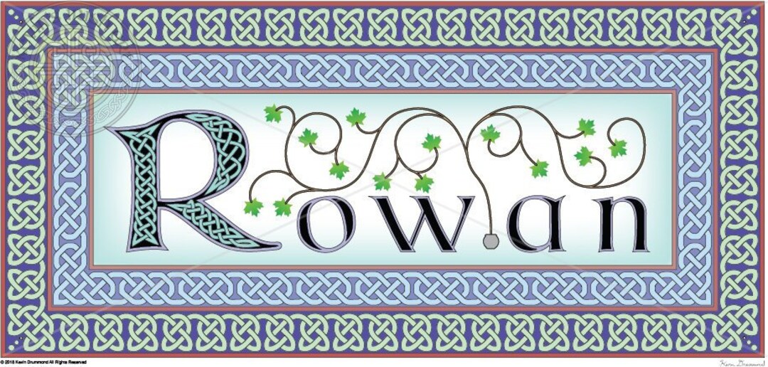 Art Print of Irish Surname Rowan, Wall Decor Featuring Intricately ...