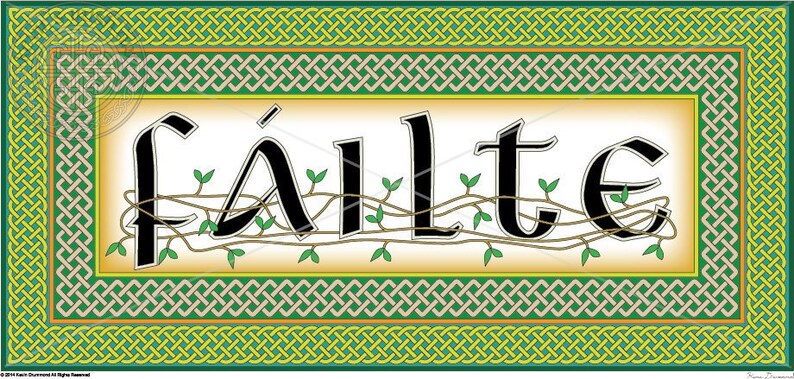 Art Print of Irish Gaelic “welcome”. Wall Decor Intricately Rendered ...