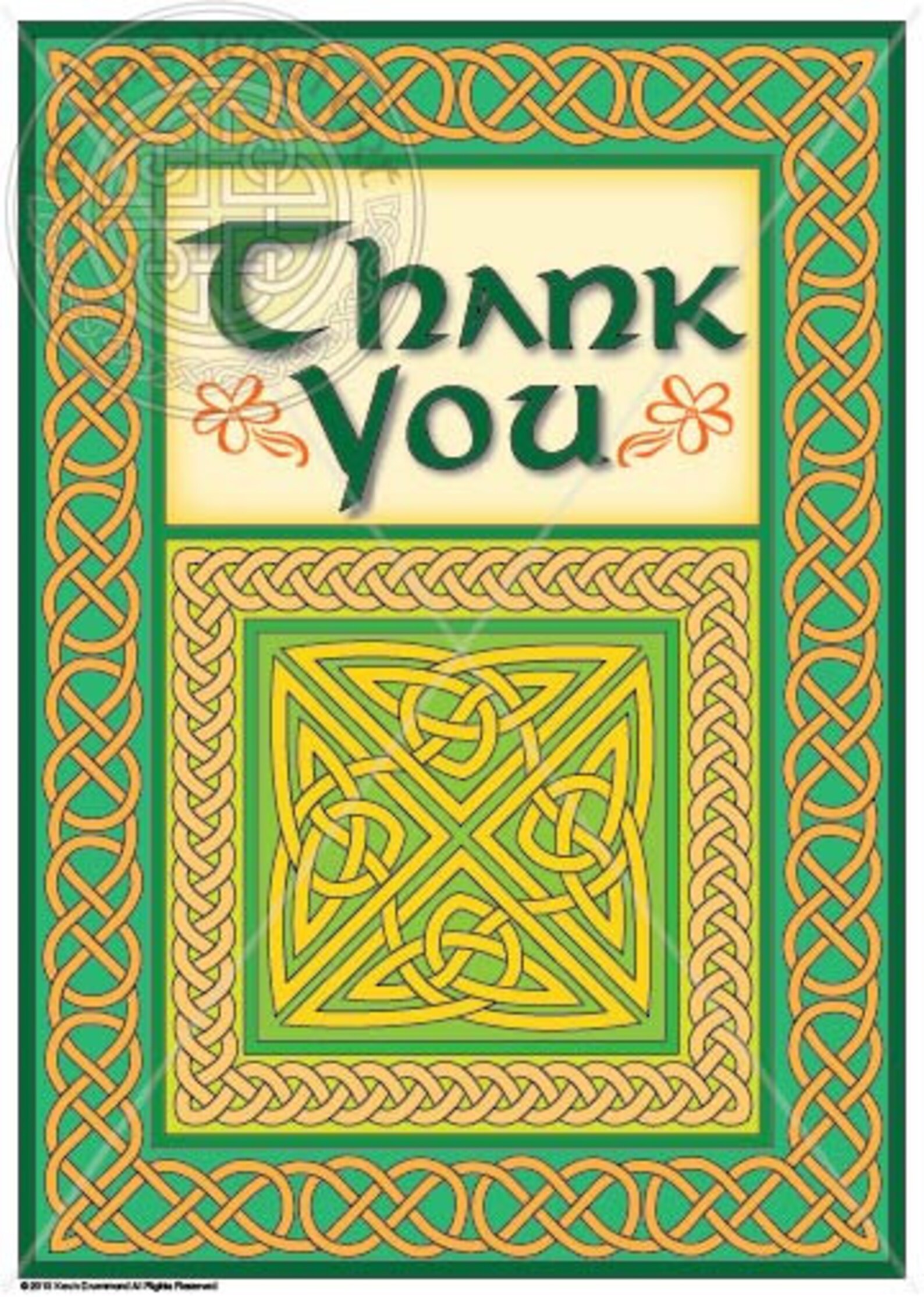 Irish Greeting Card, Thank You, Blank Inside, Intricately Rendered With ...