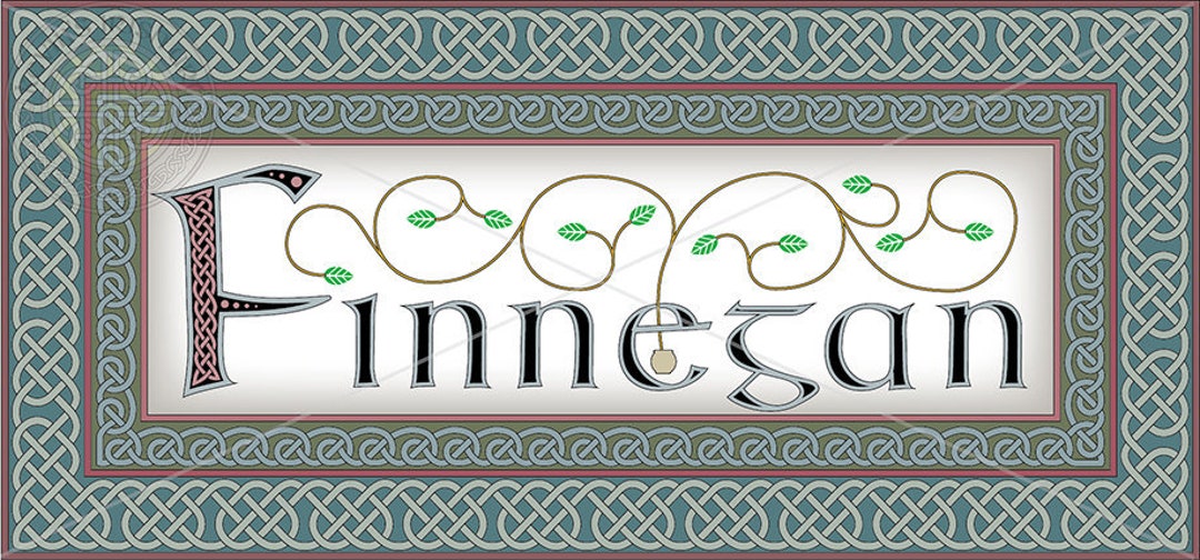 Art Print of Irish Surname Finnegan, Wall Decor Features Intricately ...