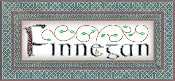 Art Print of Irish Surname Finnegan Wall Decor Intricately | Etsy