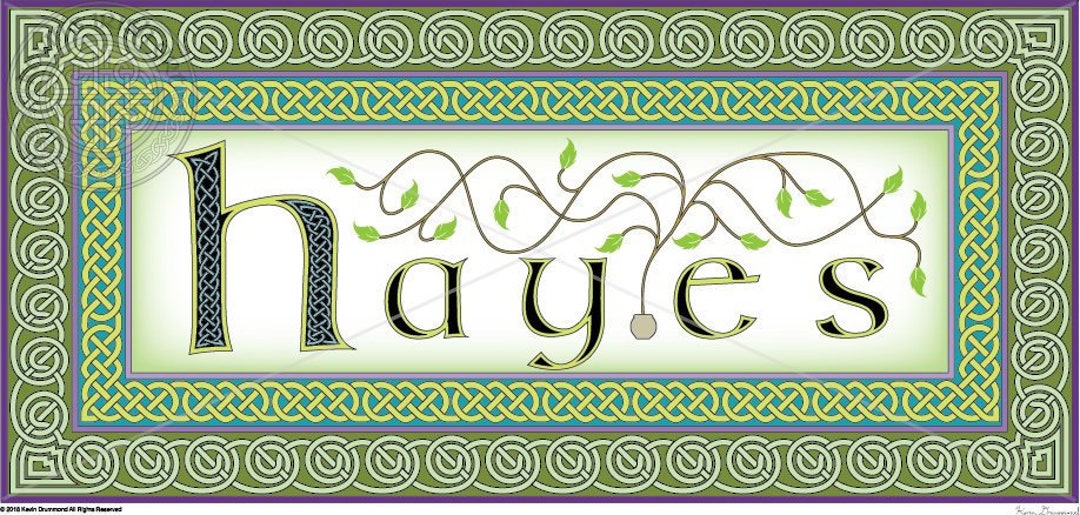 Art Print of Irish Surname Hayes, Wall Decor Features Intricately ...