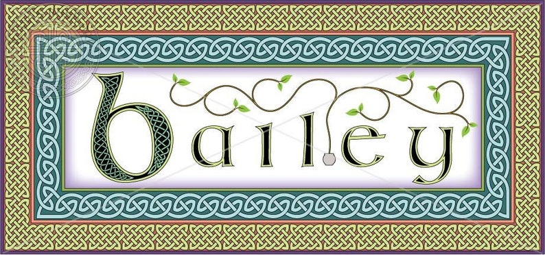 Bailey Surname Art Print, Celtic Knot Irish Wall Decor - Etsy