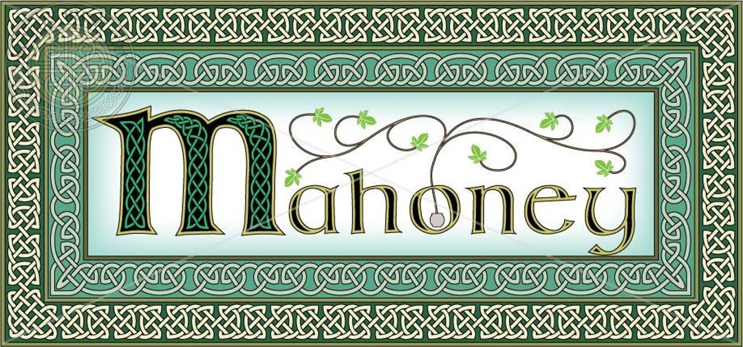 Art Print of Irish Surname Mahoney, Wall Decor Featuring Intricately ...