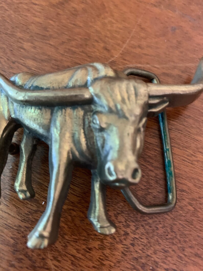 Solid Brass Long Horn Cow/bull BELT BUCKLE - Etsy