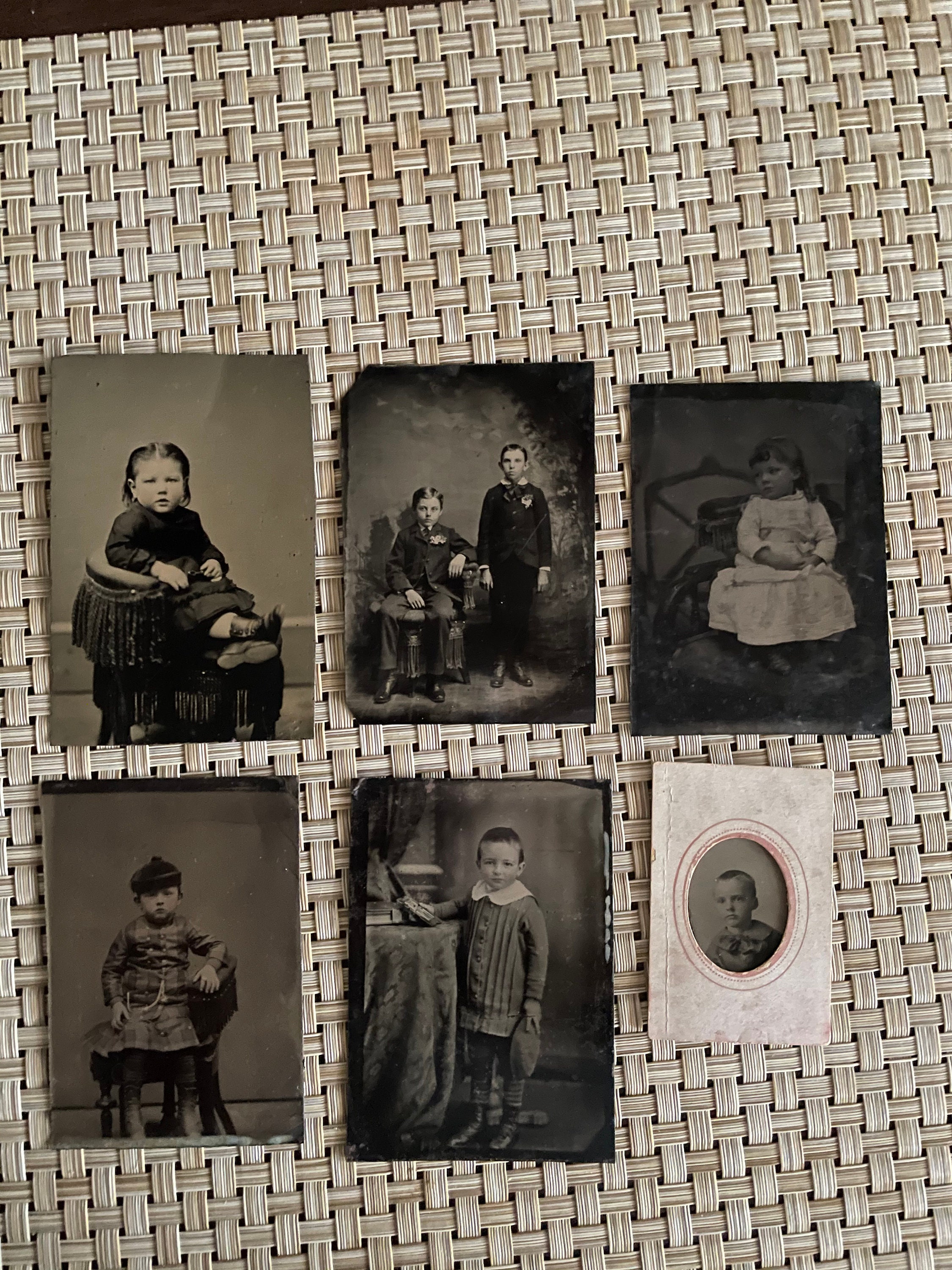6 Antique Photos Adorable Children TIN TYPES Art & Collectibles ...