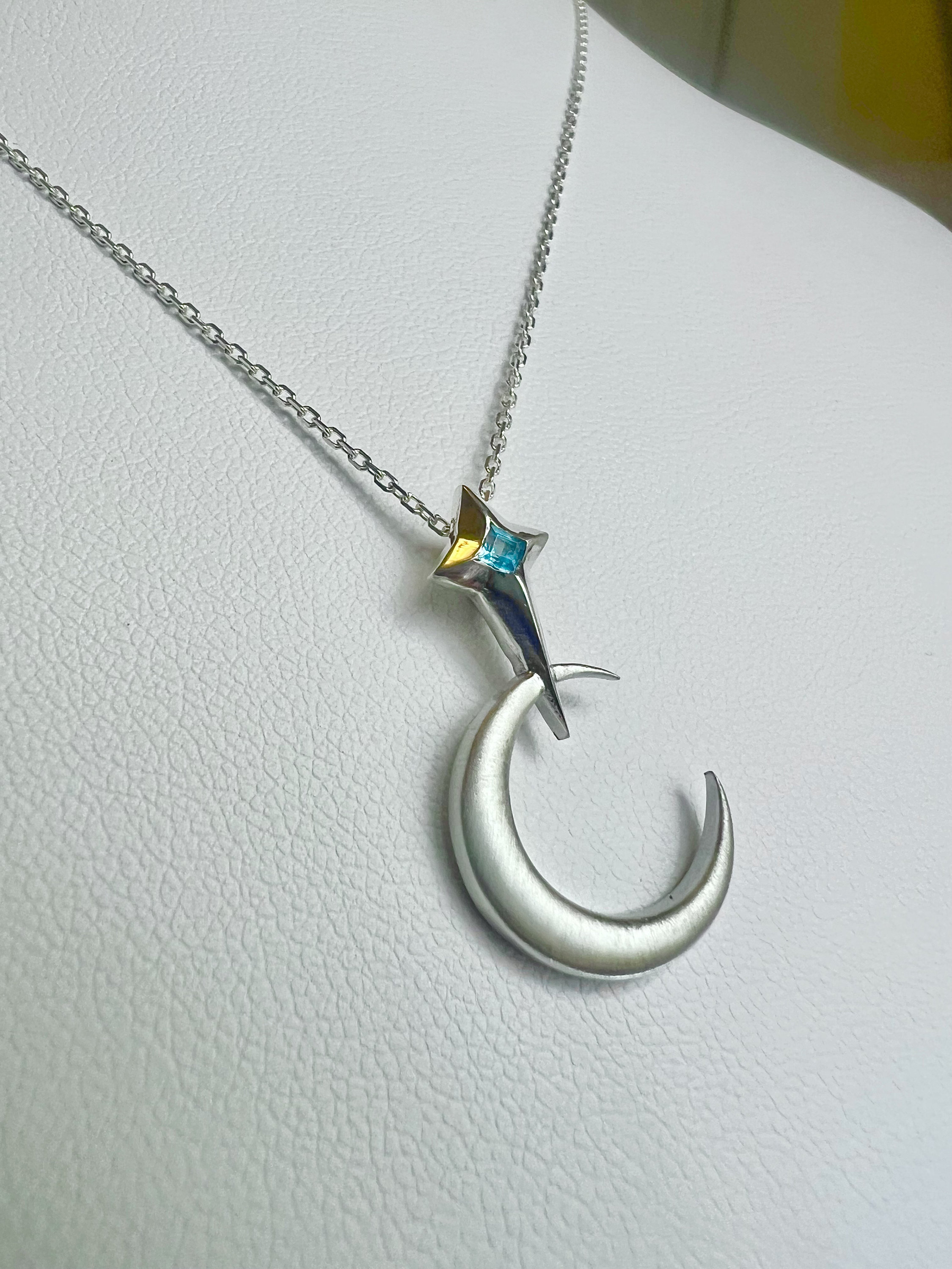 Topaz North Star & Crescent Moon Necklace - Etsy