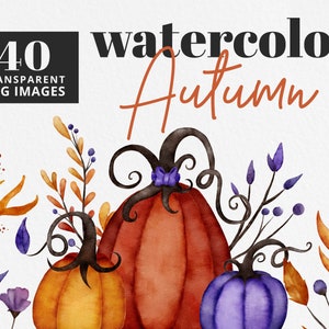Watercolor Fall Clip Art Set, Autumn Clipart, Watercolor Leaves ...