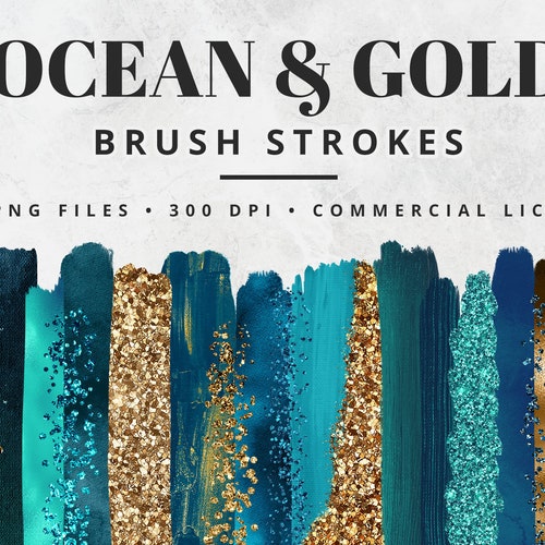 Peacock Brush Strokes Clip Art Gold Brush Strokes Clipart - Etsy