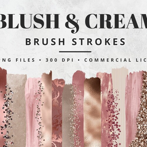 Brush Strokes Clipart With Rose Gold Glitter PNG Paint Stroke | Etsy