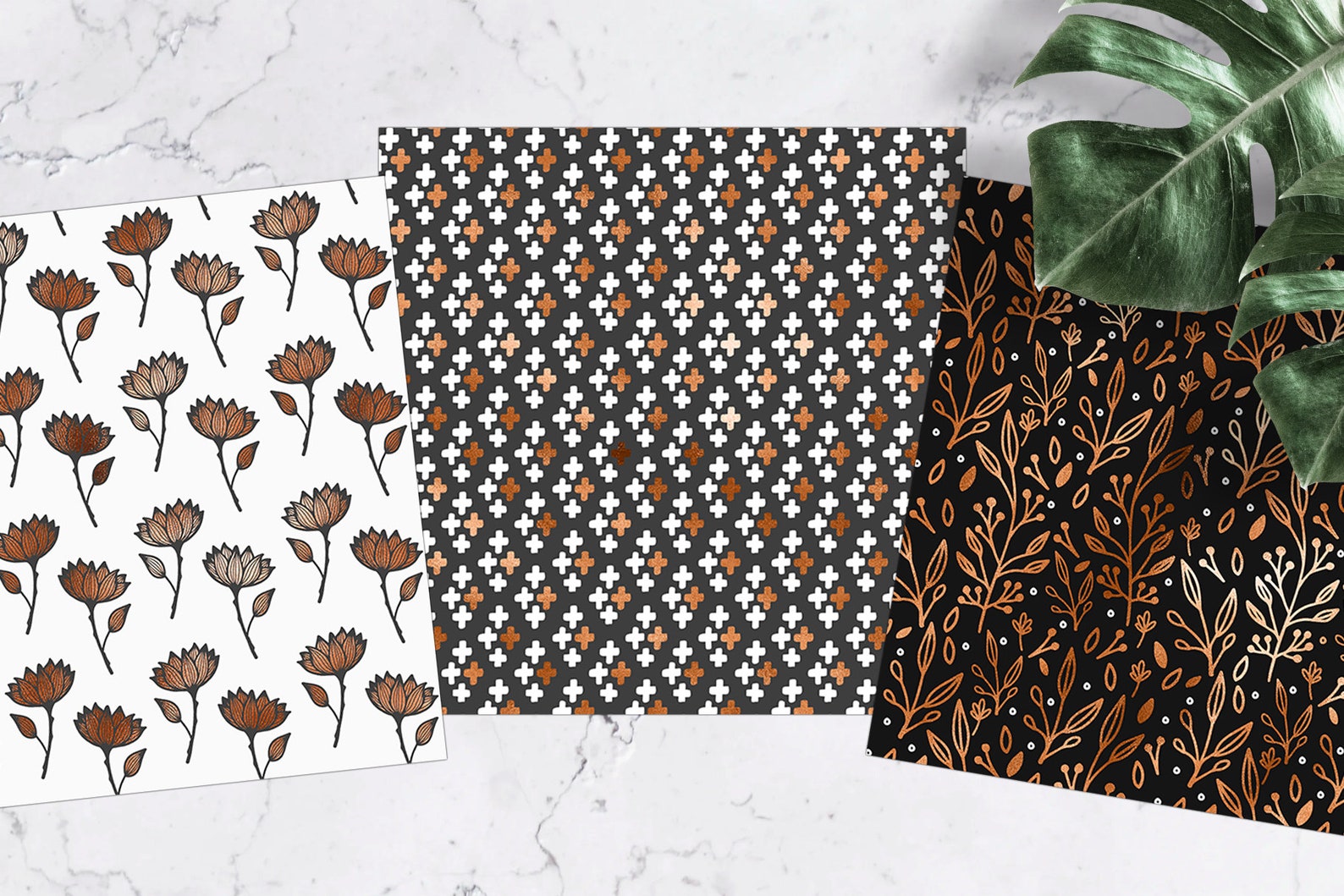 Black & Copper Gold Foil Digital Paper Copper Foil Textures | Etsy