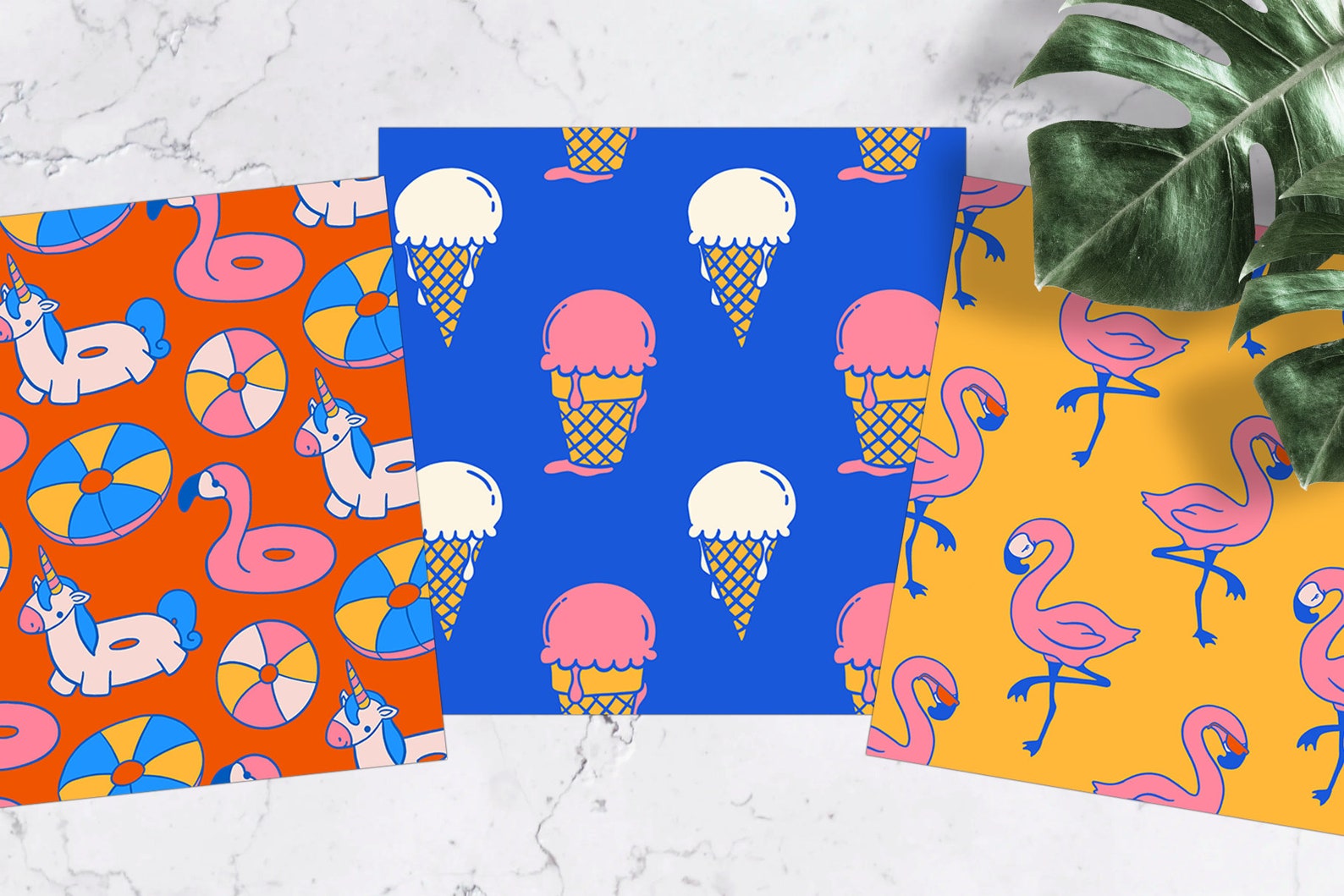 Summer Vibes Digital Paper Set, Seamless Textures, Summer Patterns ...