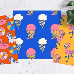 Summer Vibes Digital Paper Set, Seamless Textures, Summer Patterns ...