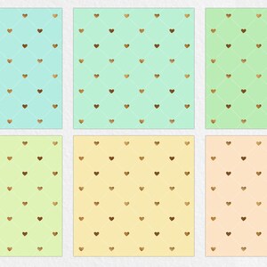 Pastel Hearts Gold Foil Digital Paper, Valentine's Day Backgrounds ...