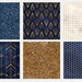 Art Deco Digital Paper, Navy and Gold Deco, Seamless Backgrounds ...