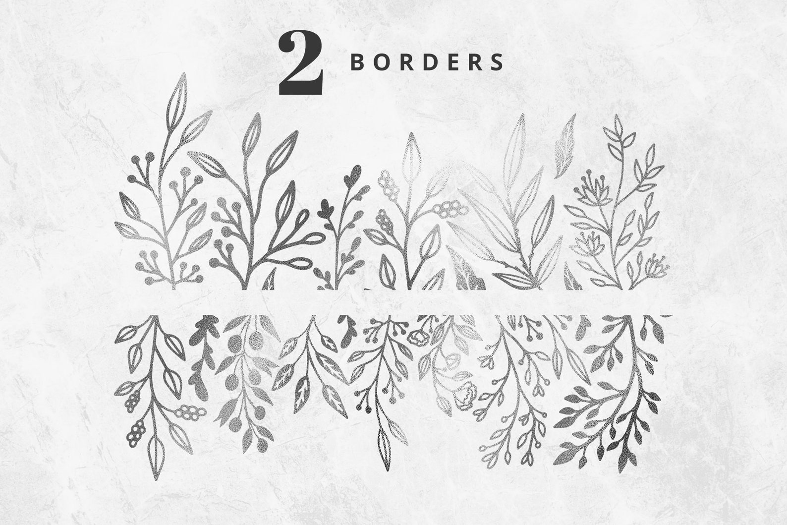 Silver Foil Floral Clipart Set Faux Foil Clipart Floral - Etsy