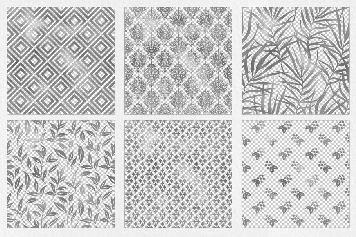 Silver Foil Transparent Overlay Patterns Overlay Digital | Etsy