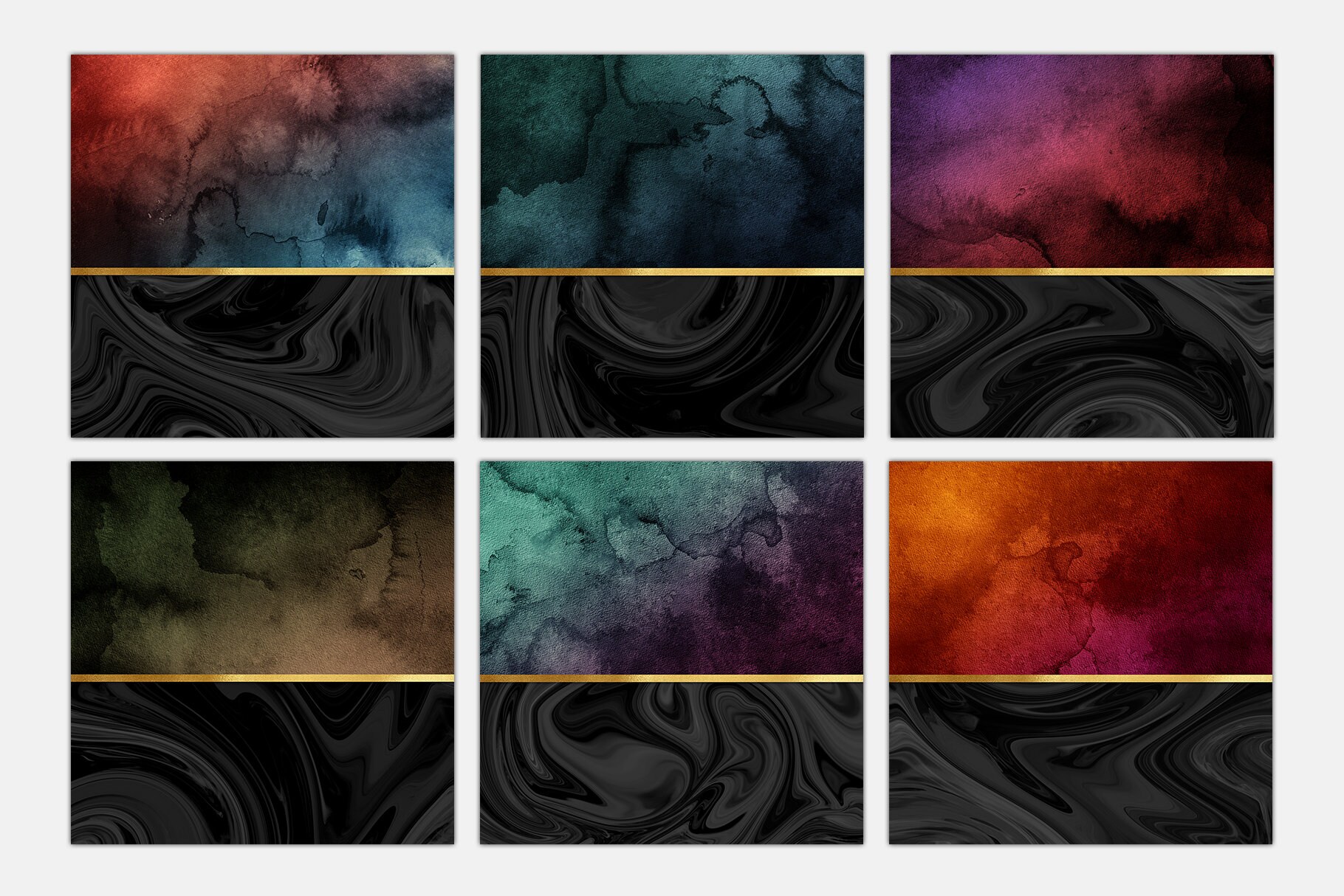 Black Marble Foil Watercolor Digital Paper, Watercolor Textures ...