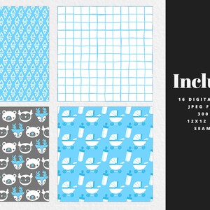 Blue Nursery Digital Paper Set, Seamless Textures, Baby Boy, Baby ...