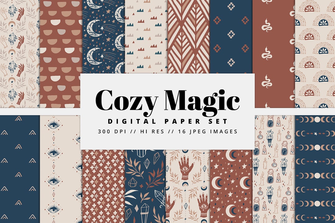 Cozy Magic Digital Paper Set, Seamless Textures, Esoteric Patterns ...