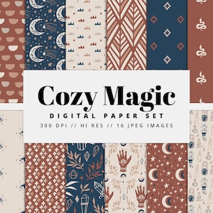 Cozy Magic Digital Paper Set, Seamless Textures, Esoteric Patterns ...