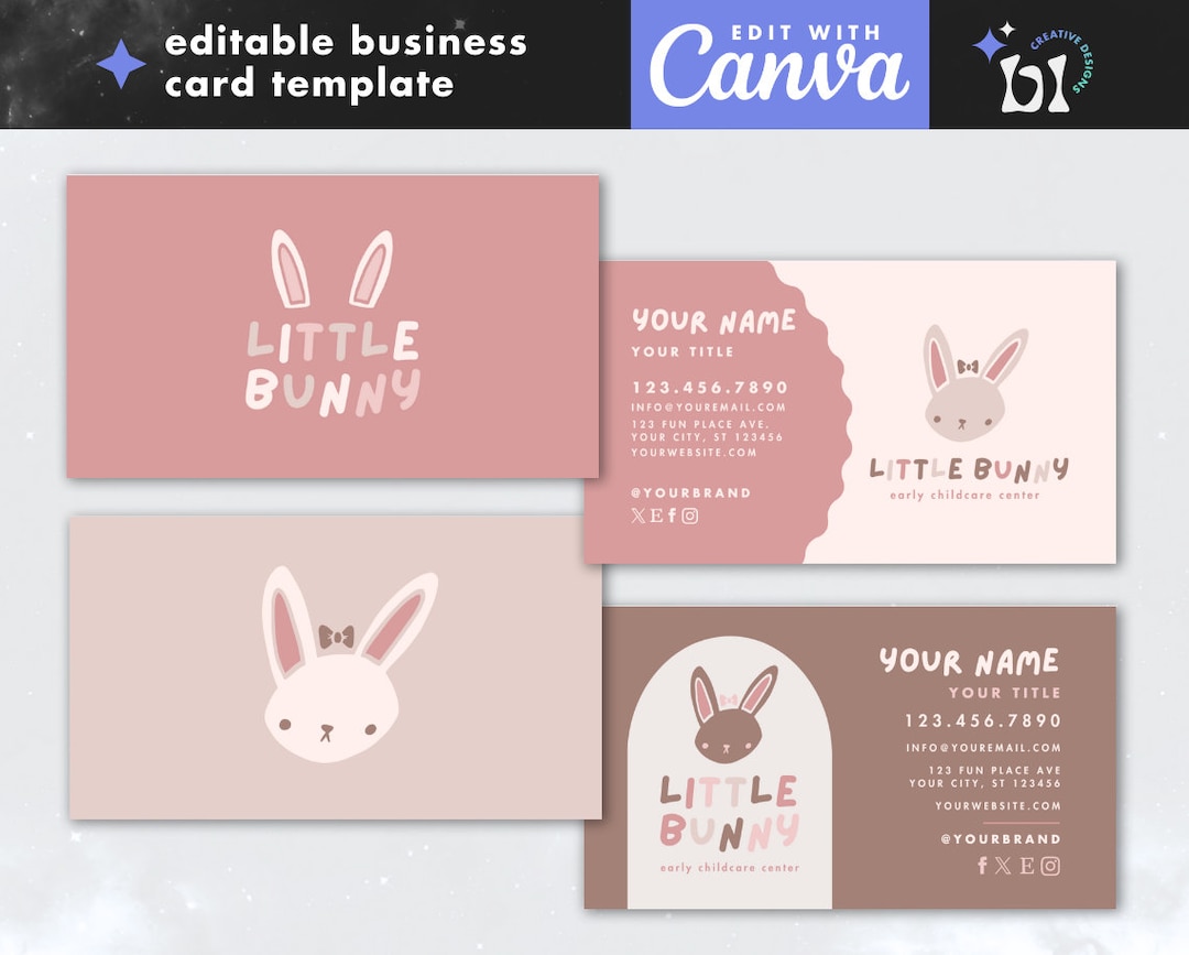 DIY Canva Business Card Template - Editable Template - Printable ...