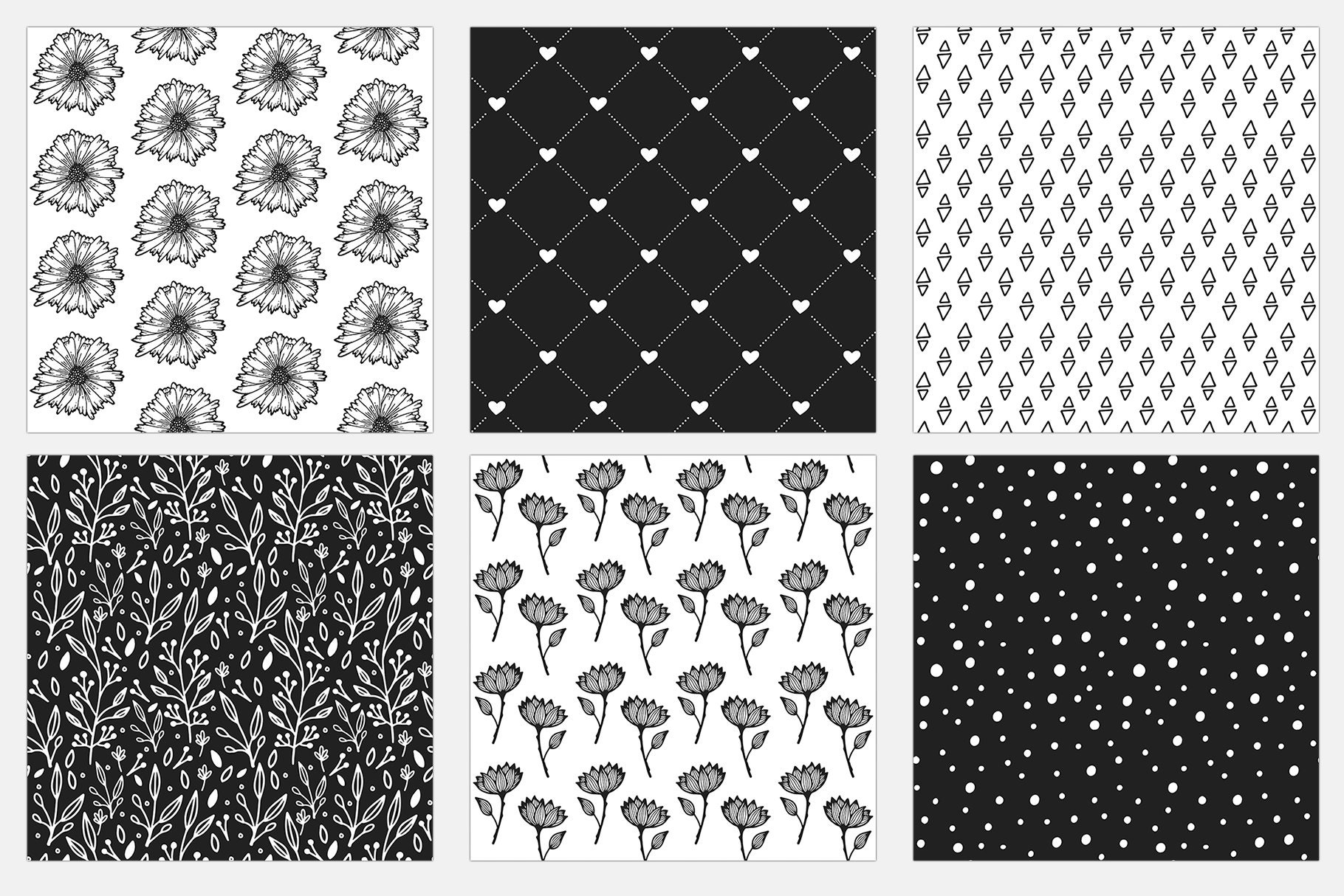 Charcoal Digital Paper, Printable Paper, Black and White, Patterns ...