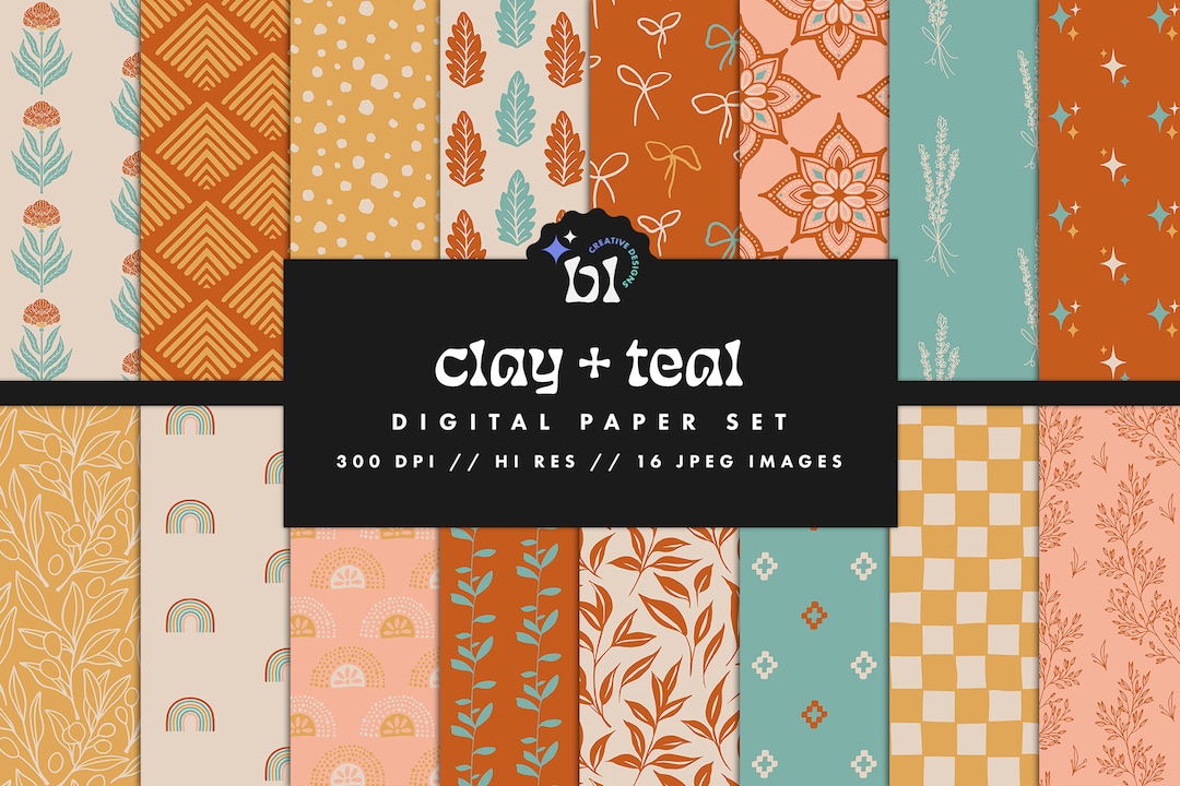 Vintage Digital Paper Set, Retro Seamless Textures, Floral Patterns ...