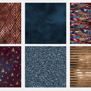 Navy & Burgundy Digital Paper Set, Foil, Seamless Textures, Summer ...