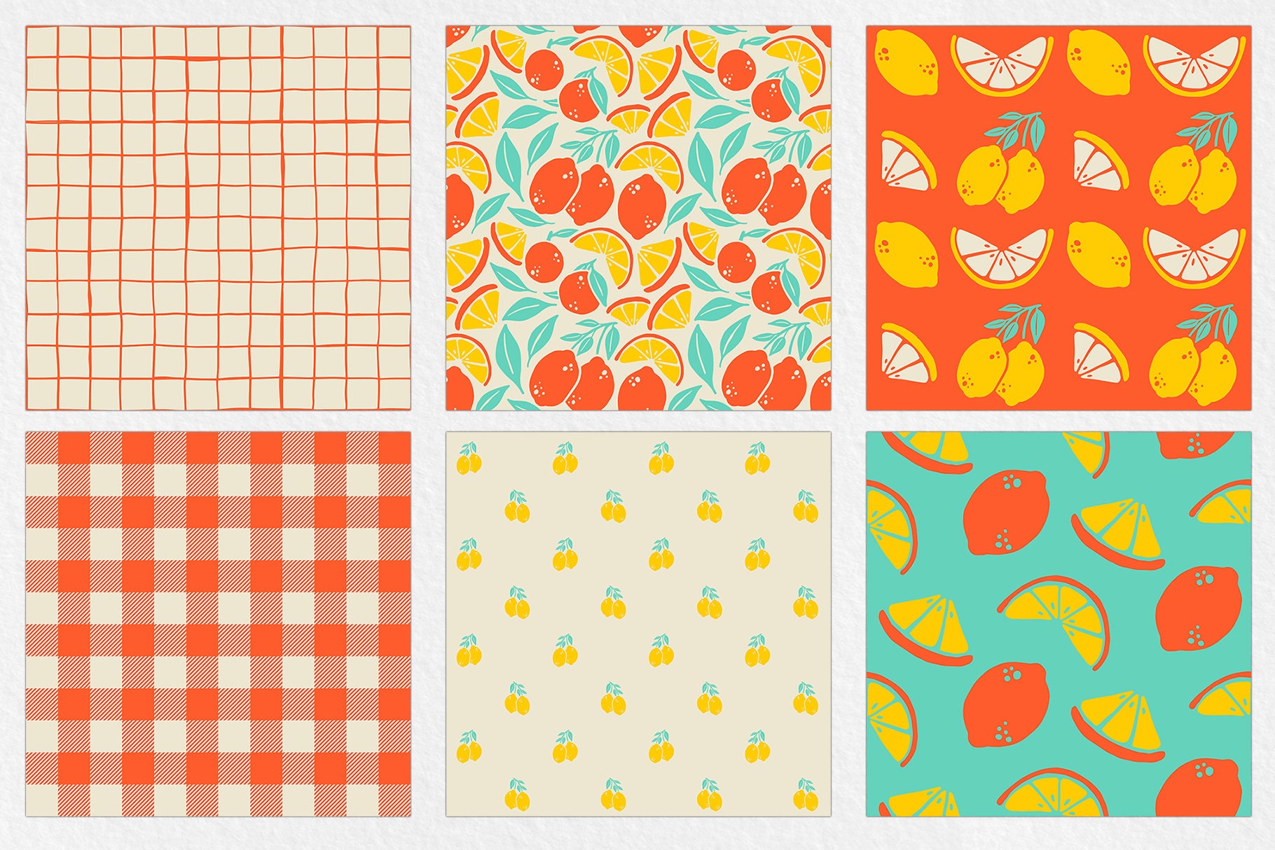 Summer Digital Paper Set Seamless Textures Lemon Patterns - Etsy