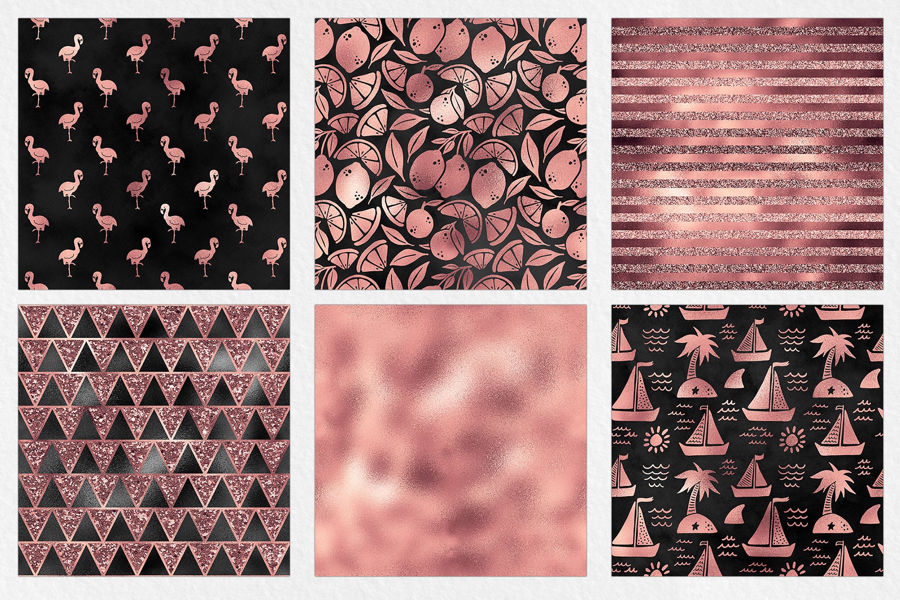 Rose Gold Summer Digital Paper Set Foil Seamless Textures - Etsy