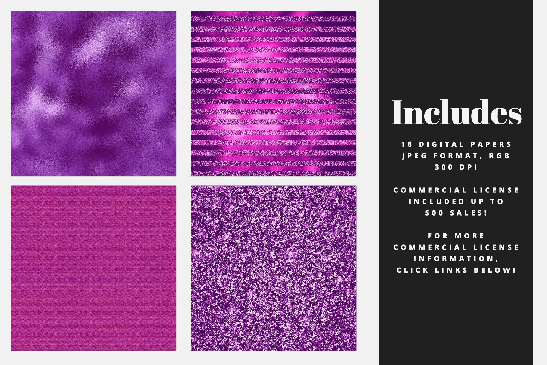 Purple & Pink Foil Digital Paper, Seamless Textures, Girly, Digital ...
