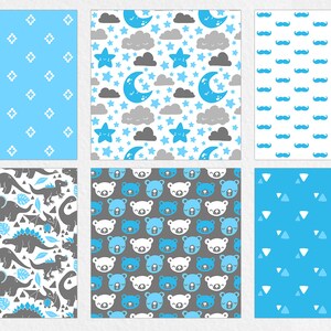 Blue Nursery Digital Paper Set, Seamless Textures, Baby Boy, Baby ...
