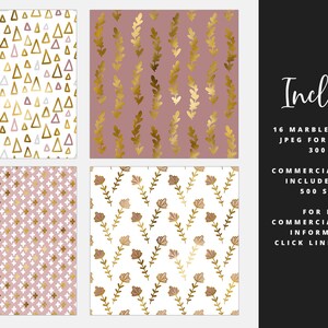 Blush & Gold Foil Digital Paper, Gold Foil Textures, Floral Digital ...