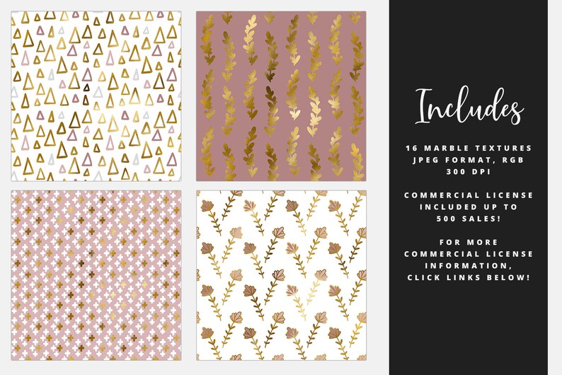 Blush & Gold Foil Digital Paper, Gold Foil Textures, Floral Digital ...
