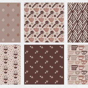 Coffee Digital Paper Set, Seamless Textures, Cafe Patterns, Coffeehouse ...