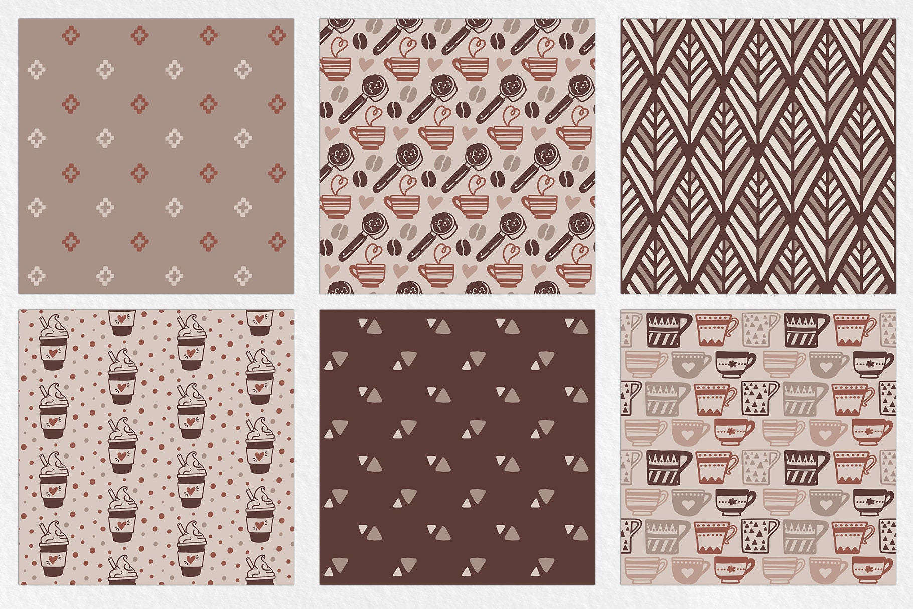Coffee Digital Paper Set Seamless Textures Cafe Patterns | Etsy