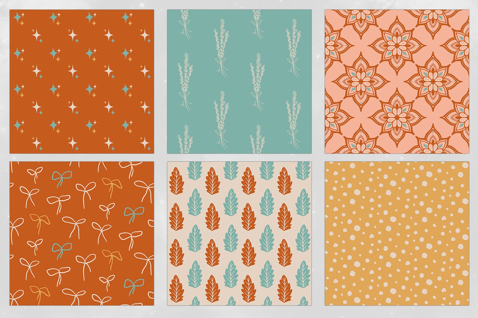 Vintage Digital Paper Set, Retro Seamless Textures, Floral Patterns ...