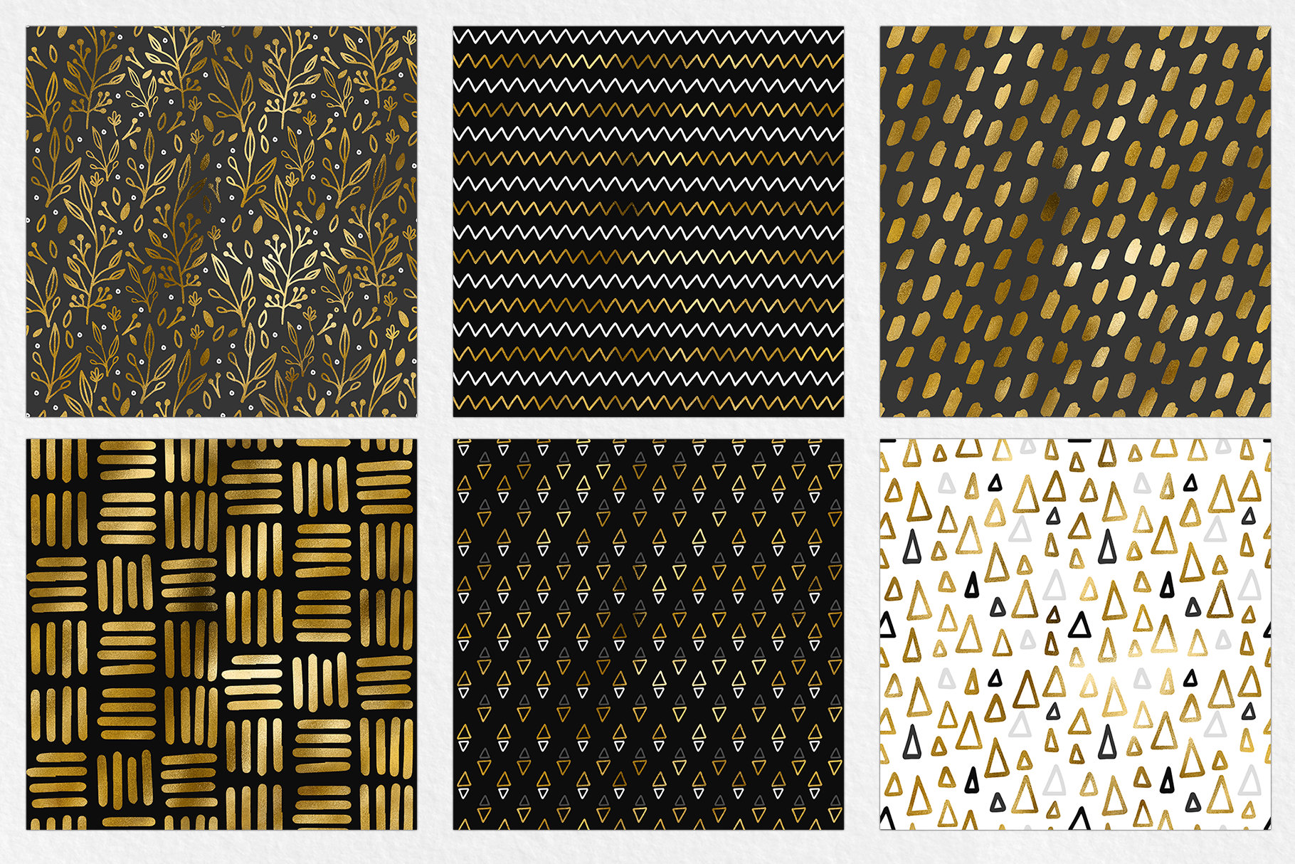 Black & Gold Foil Digital Paper Gold Foil Textures Floral | Etsy