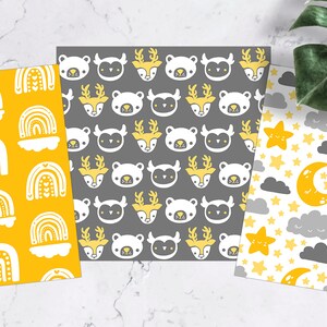 Yellow Nursery Digital Paper Set, Seamless Textures, Baby Patterns ...
