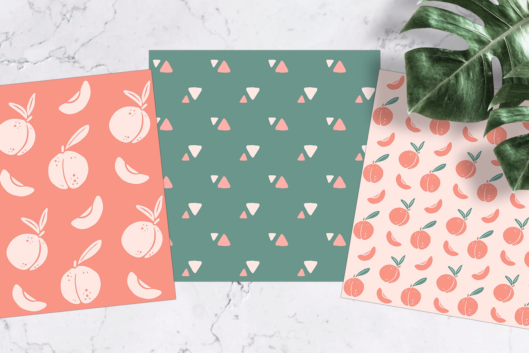 Peach Digital Paper Set Seamless Textures Summer Patterns - Etsy